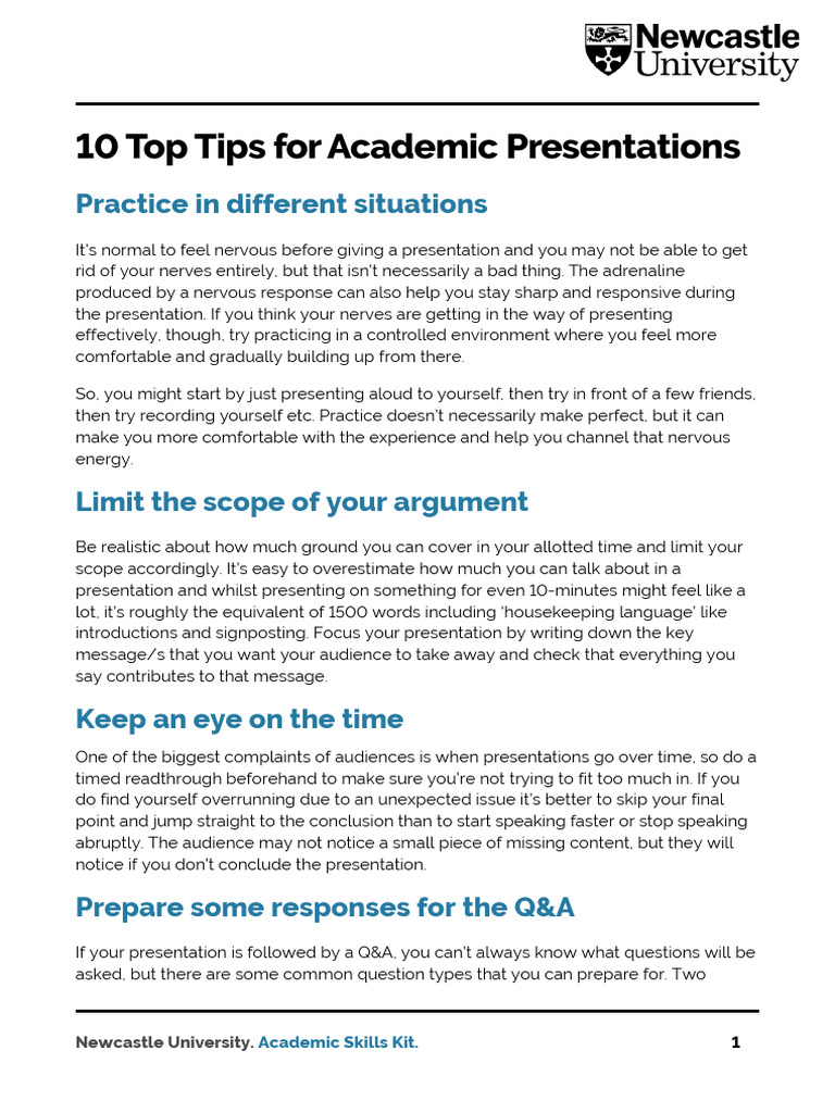 Top Tips for Effective Academic Presentations | PDF | Speech | Cognition