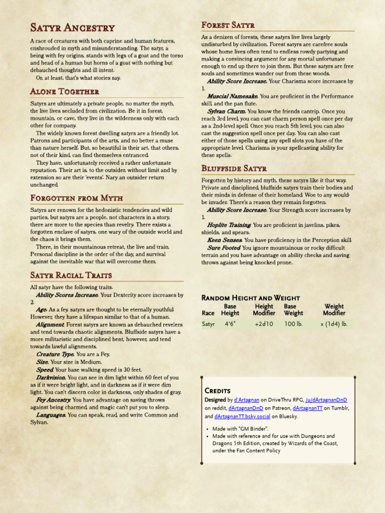 Satyr Ancestry | PDF