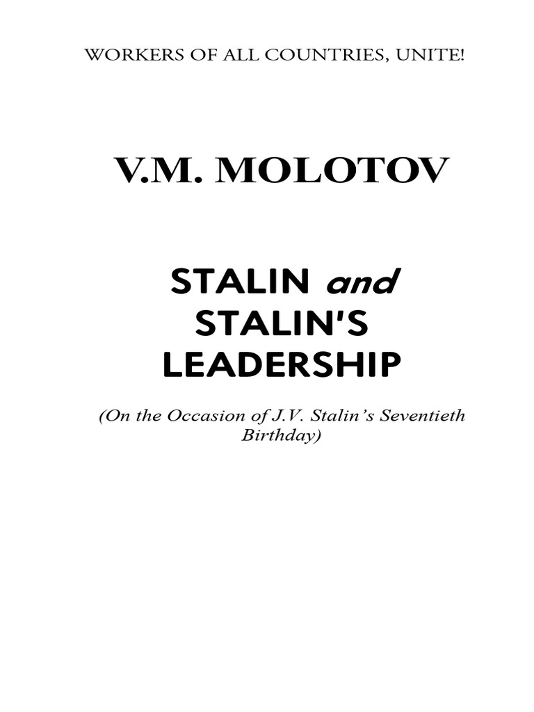 V.M. Molotov - Stalin and Stalin's Leadership-The November 8th Publishing House (2022) | PDF ...