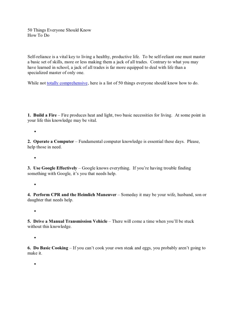 50 Things Everyone Should Know | PDF