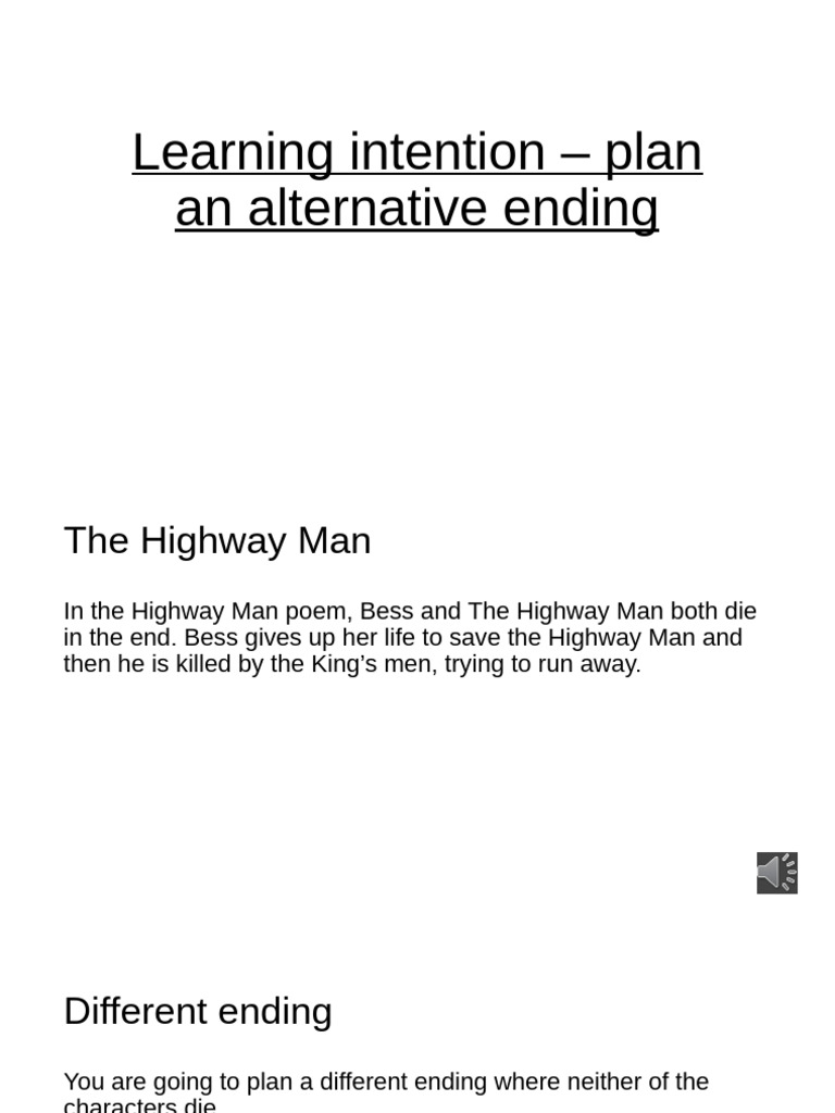 Alternative english Learning intention â plan an alternative ending | PDF
