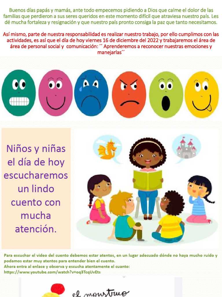 Actividades para Reconocer Emociones infantiles | PDF