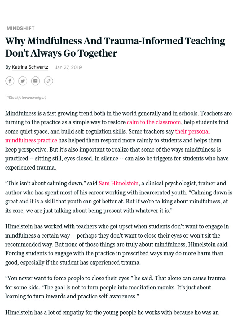 Why Mindfulness and Trauma-Informed Teaching Don't Always Go Together - MindShift - KQED News ...