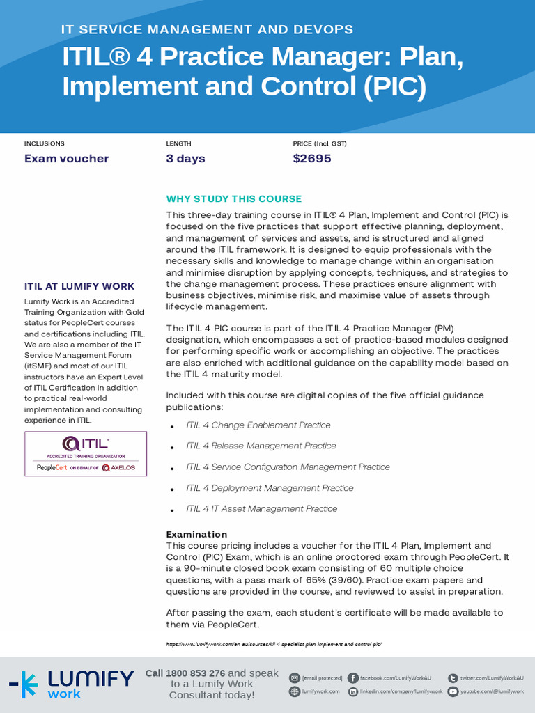 Itil 4 Specialist Plan Implement and Control Pic | PDF | Information ...