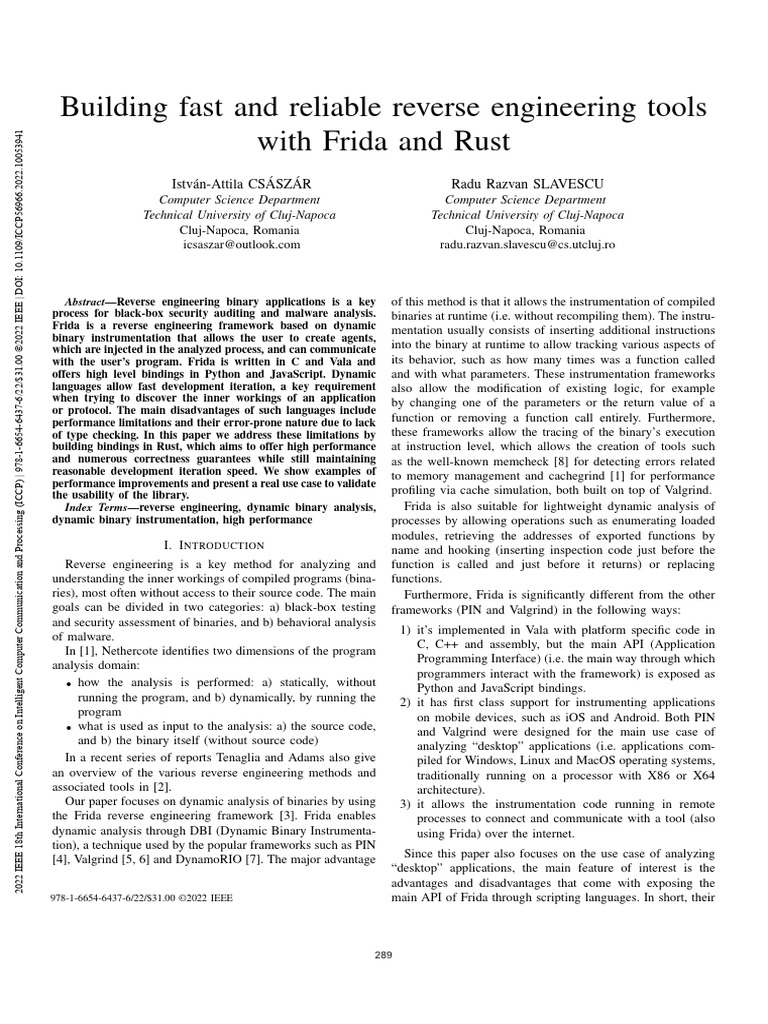 Building Fast and Reliable Reverse Engineering Tools With Frida and ... Building Fast and Reliable Reverse Engineering Tools With Frida and ...