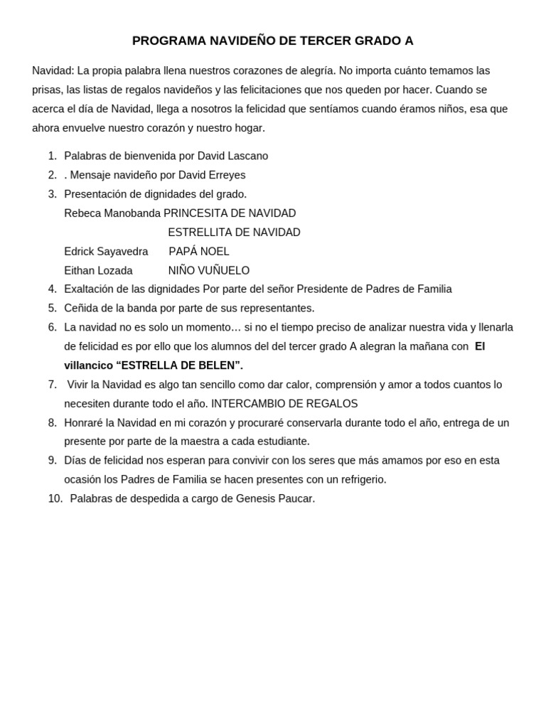 Programa Navideno | PDF