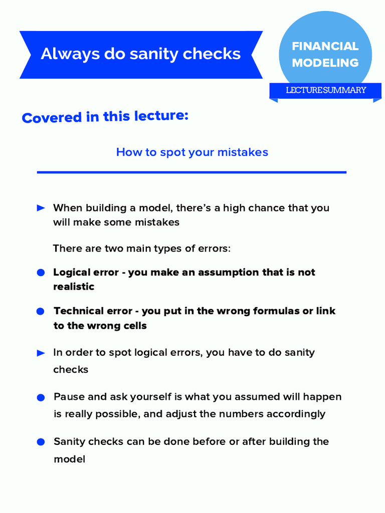3.1 CHEAT SHEET - Always Do Sanity Checks PDF | PDF