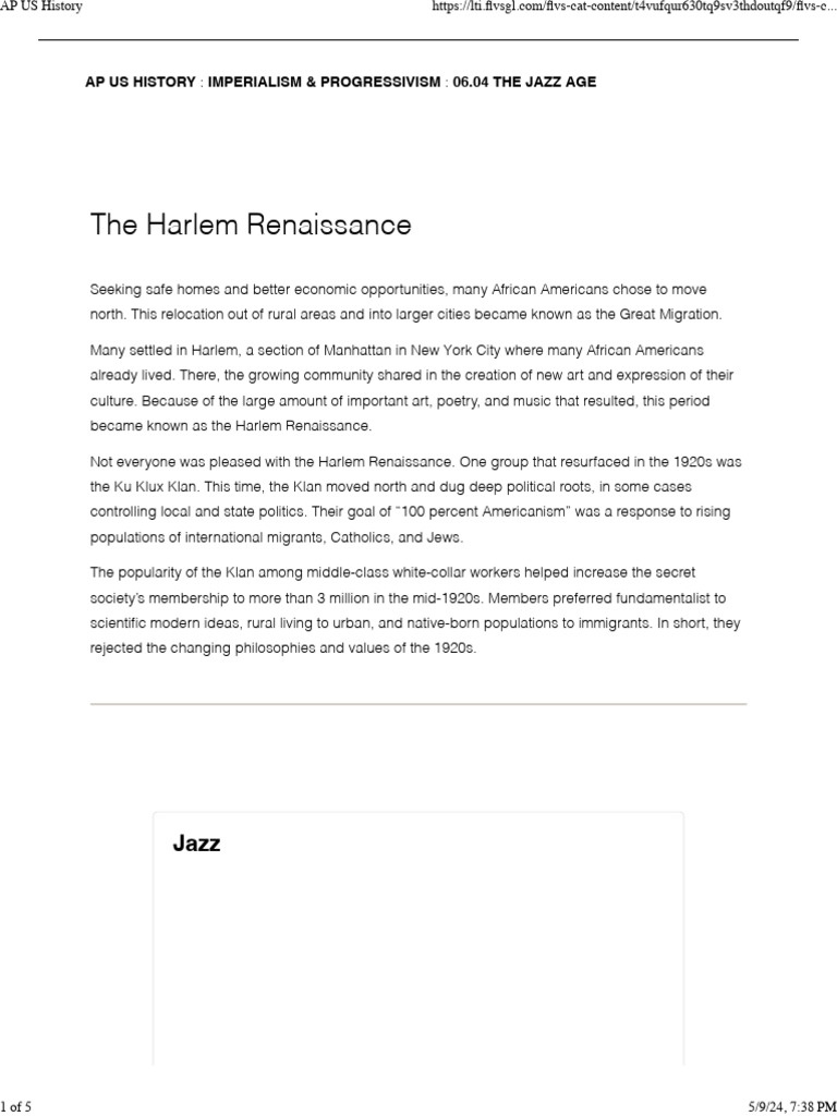 06.04 The Jazz Age 3 PDF | PDF | Harlem Renaissance | Ku Klux Klan