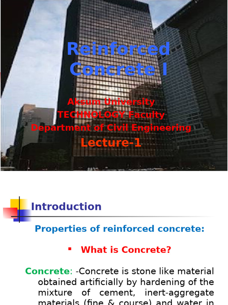 Lecture 1-Introduction | PDF | Concrete | Strength Of Materials