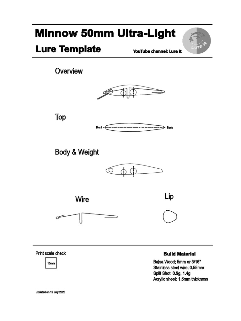 Minnow 50mm Ultra-Light Lure Template | PDF