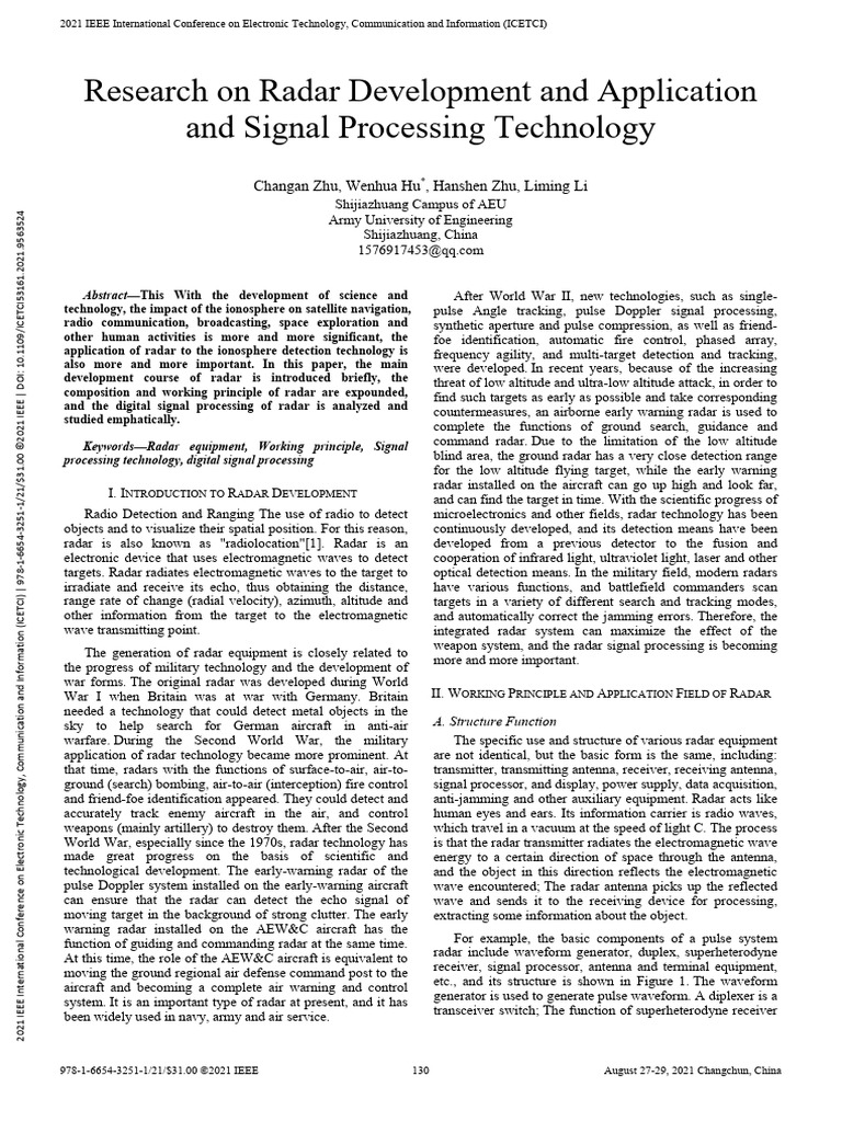Research On Radar Development and Application and Signal Processing ...
