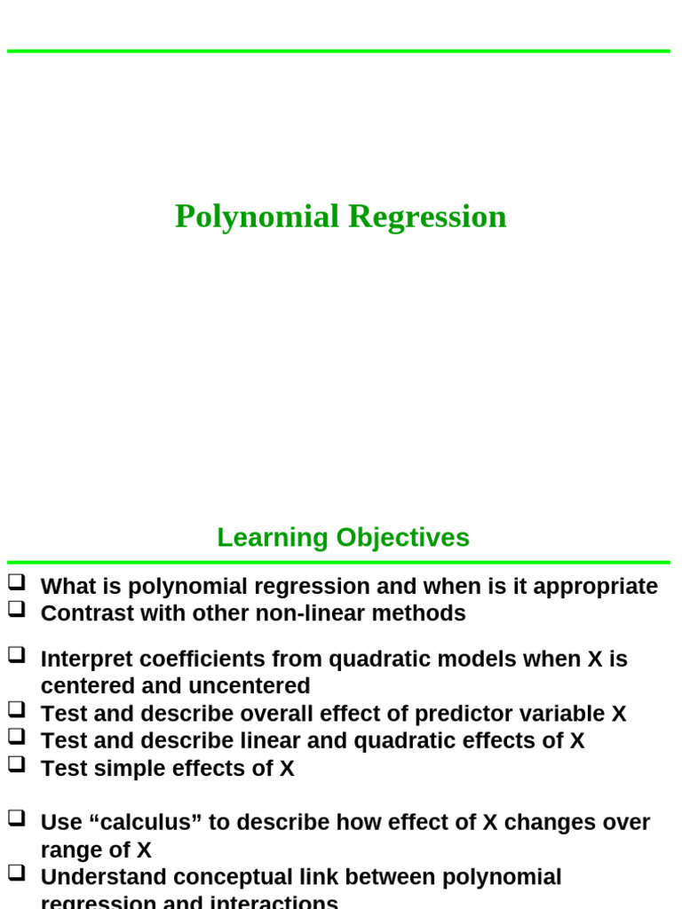 Lecture 6.2 - Polynomial Regression | PDF | Coefficient Of Determination | Errors And Residuals