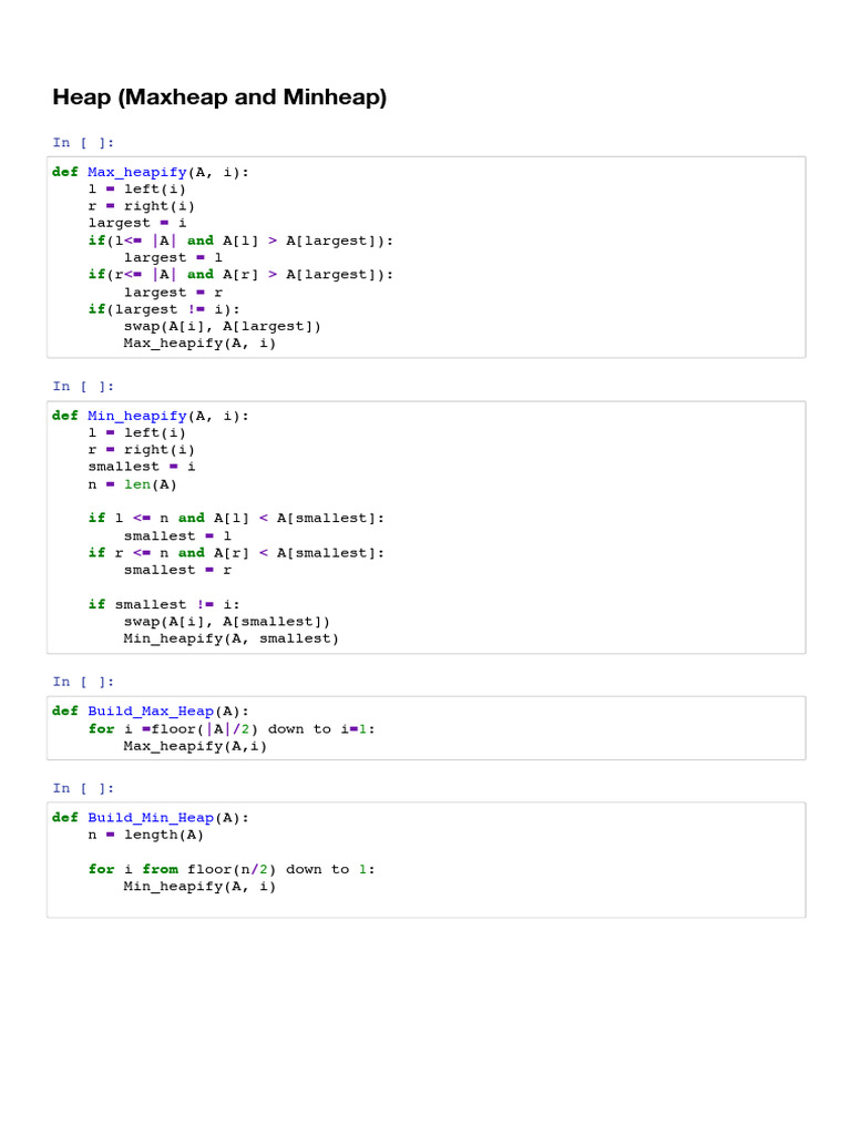 Heap Maxheap And Minheap Jupyter Notebook Pdf Algorithms And Data Structures