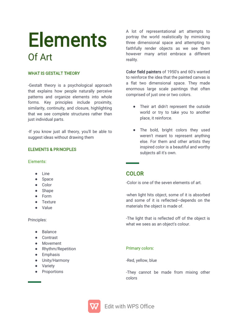 ELEMENTS OF ART | PDF | Color | Shape