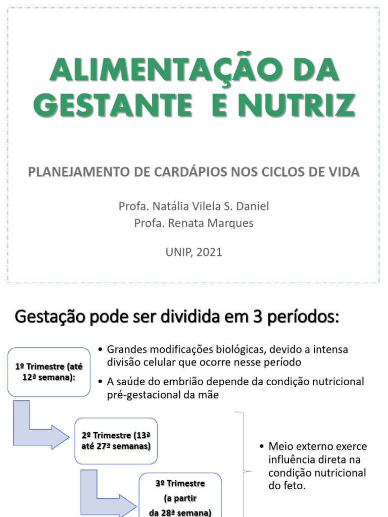 Aula 4 - Alimentação da gestante e nutriz | PDF | Gravidez | Alimentos