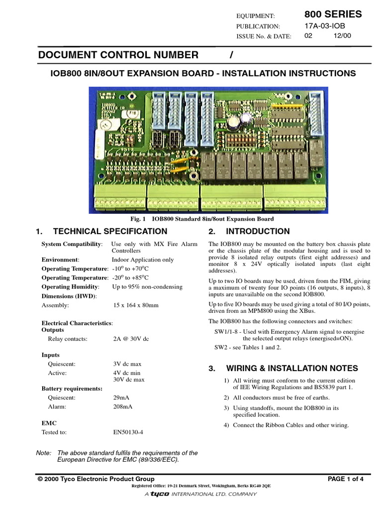 17a03iob - IOB800 8 in 8 Out Expansion Board | PDF | Relay | Electrical Wiring