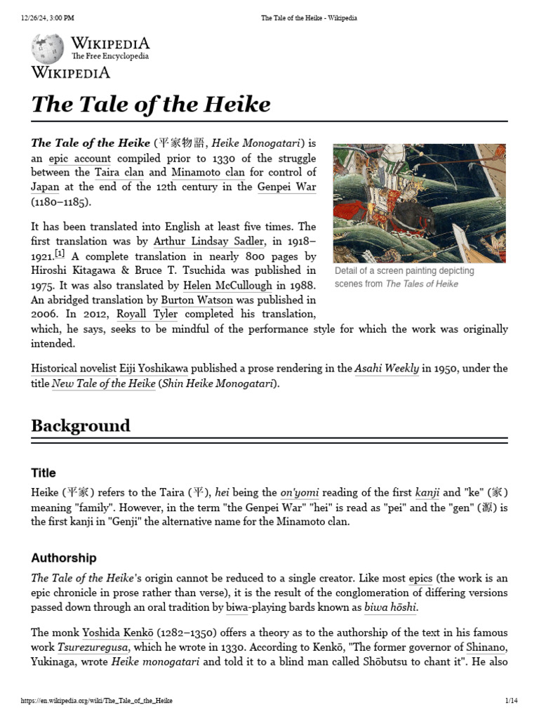 Tale of the Heike | PDF | Japanese People