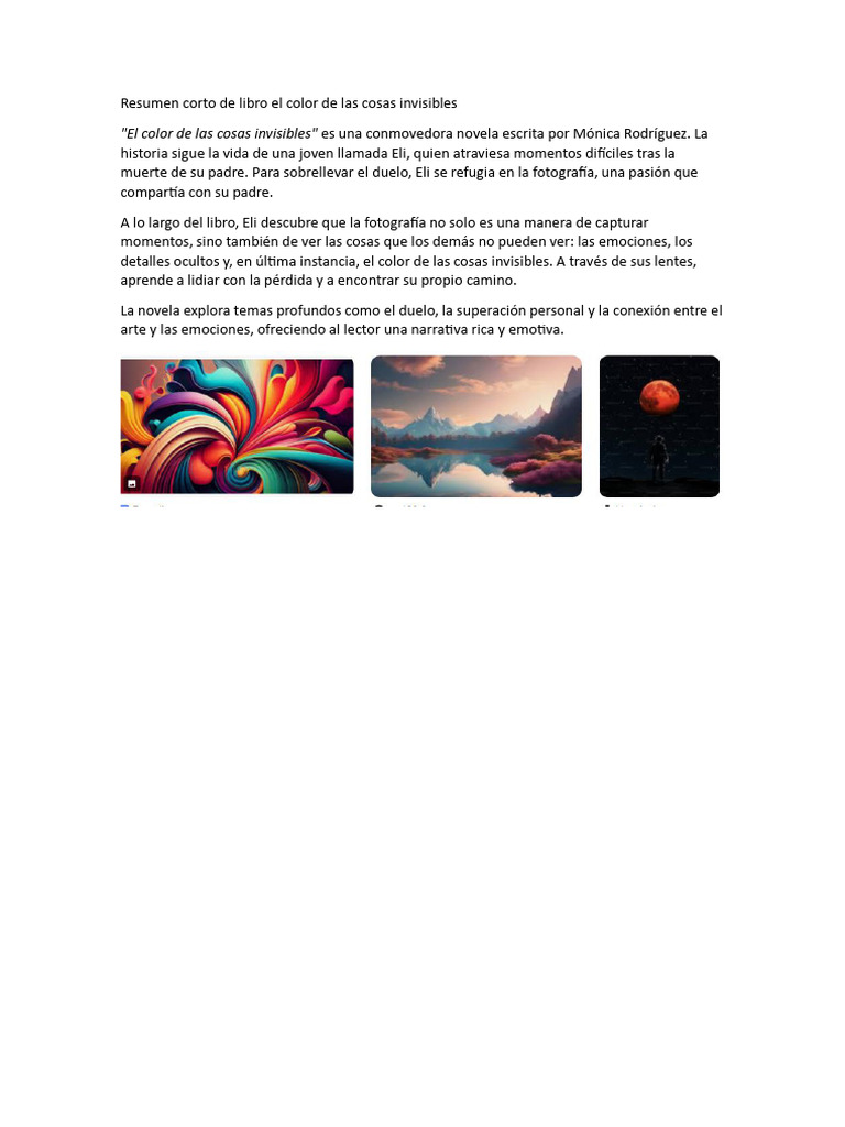 Resumen El Color de Las Cosas Invisibles | PDF