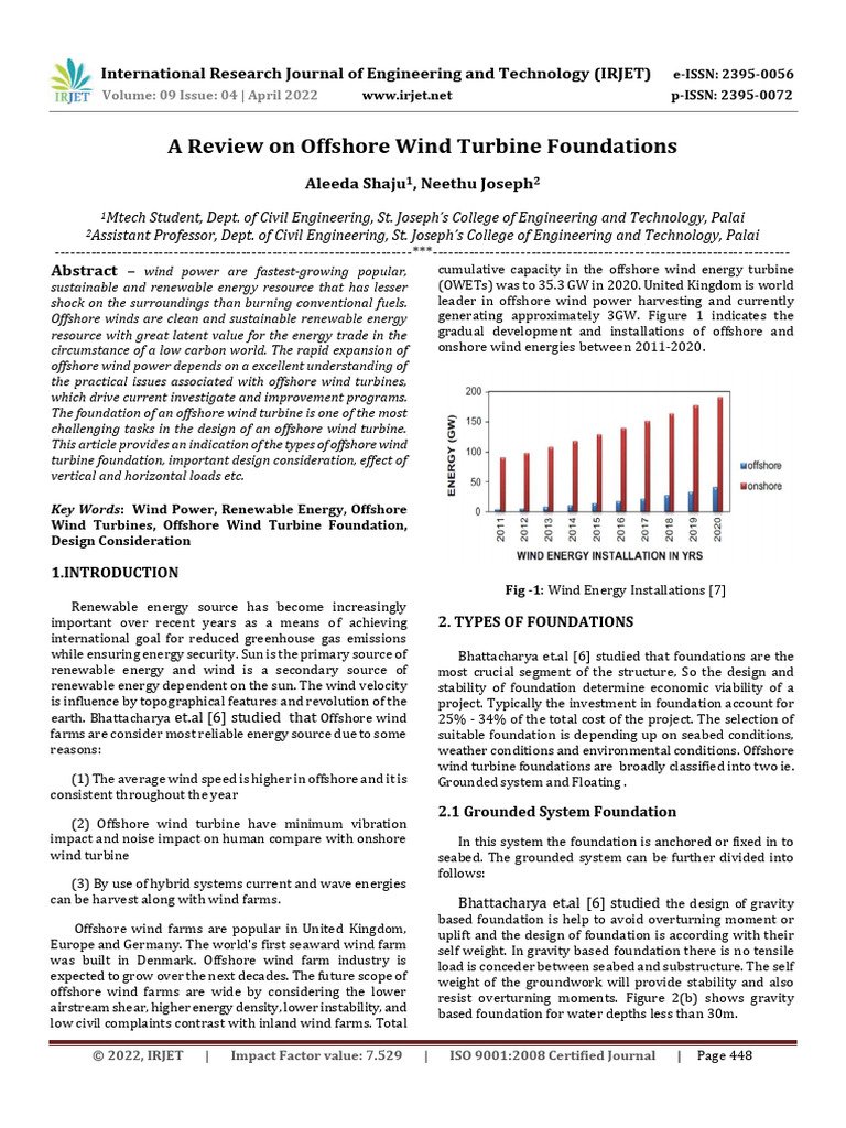 A Review On Offshore Wind Turbine Foundations | PDF | Wind Power | Deep ...