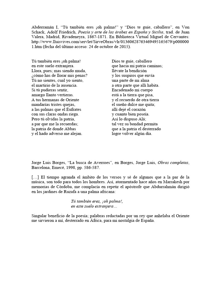 Poemas de Abderramán I sobre la nostalgia | PDF
