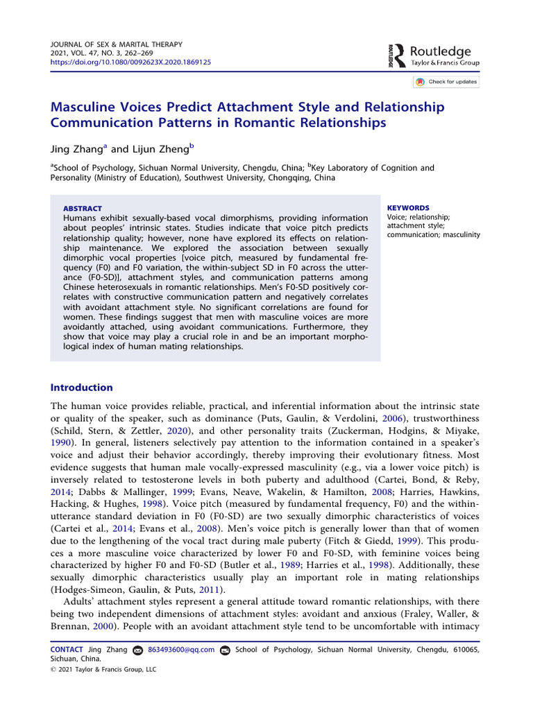 Masculine Voices & Relationship Dynamics | PDF | Attachment Theory ...