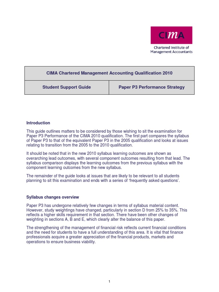 CIMA P3 Syllabus Changes Overview | PDF | Evaluation | Audit