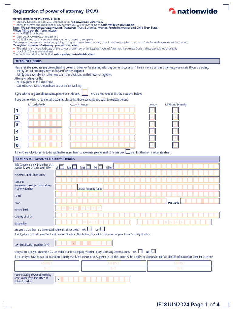 Nationwide power of attorney application | PDF | Transaction Account ...
