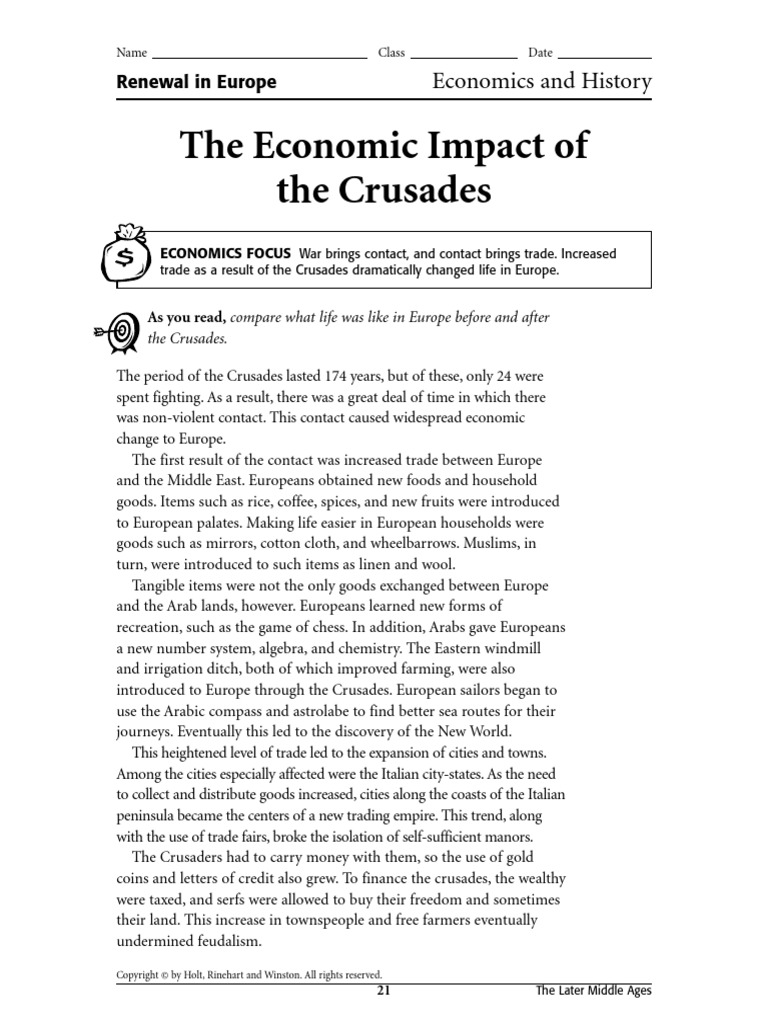Eco Impact of Crusades 1 | PDF | Trade | Europe