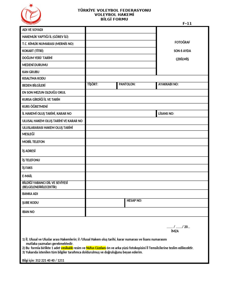 Hakem Bilgi Formu 2018 | PDF