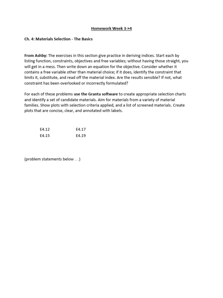 Homework Week 3 - 4 | PDF | Mathematical Objects | Materials