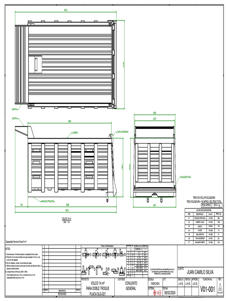 Plano Volco 14 m³ Doble Troque | PDF