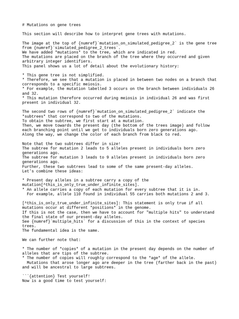 Mutations On Gene Trees | PDF | Zygosity | Mutation