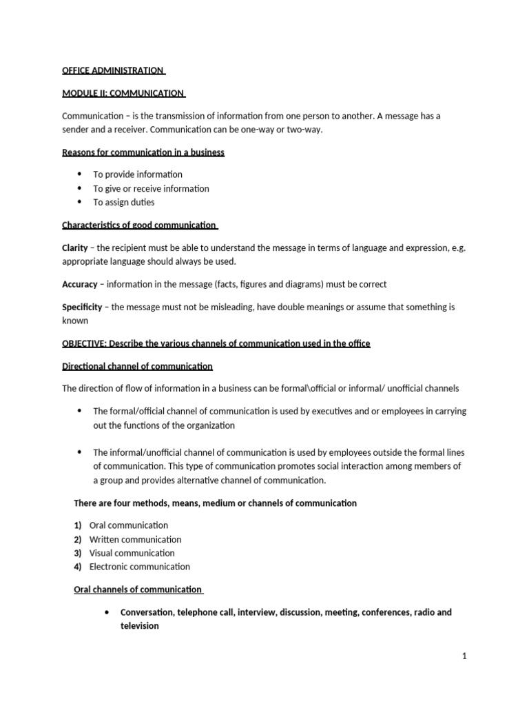 Section 2 Communication Office Administration | PDF | Mail | Registered ...