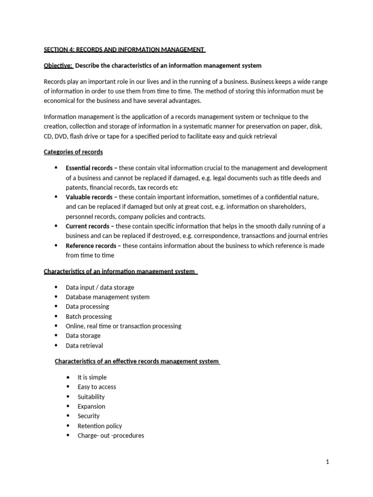 SECTION 4 Records & Information Management Office Administration | PDF | Microform | Computer File