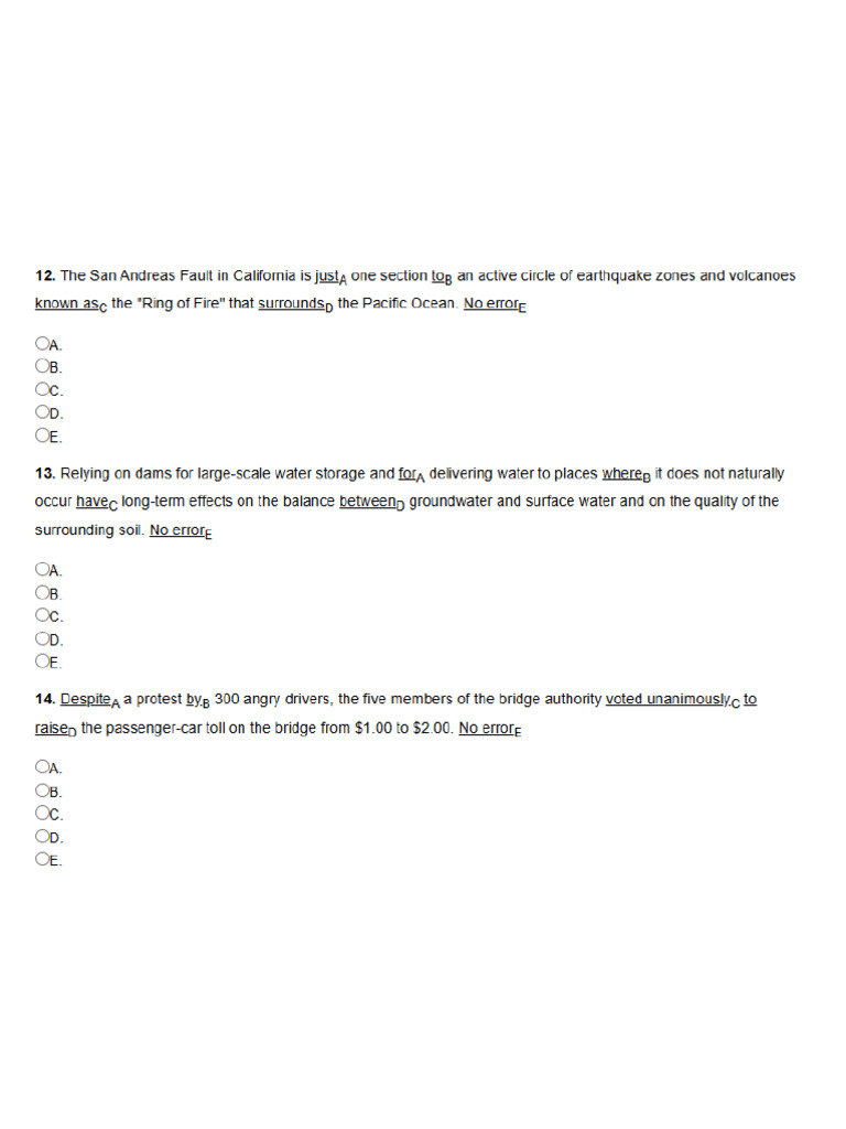 SAT Identifying Sentence Errors Practice Test 1 | PDF