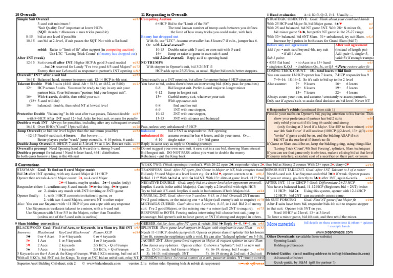 Acol Bidding Cribsheet 2 | PDF | Plain Trick Games | Board Games