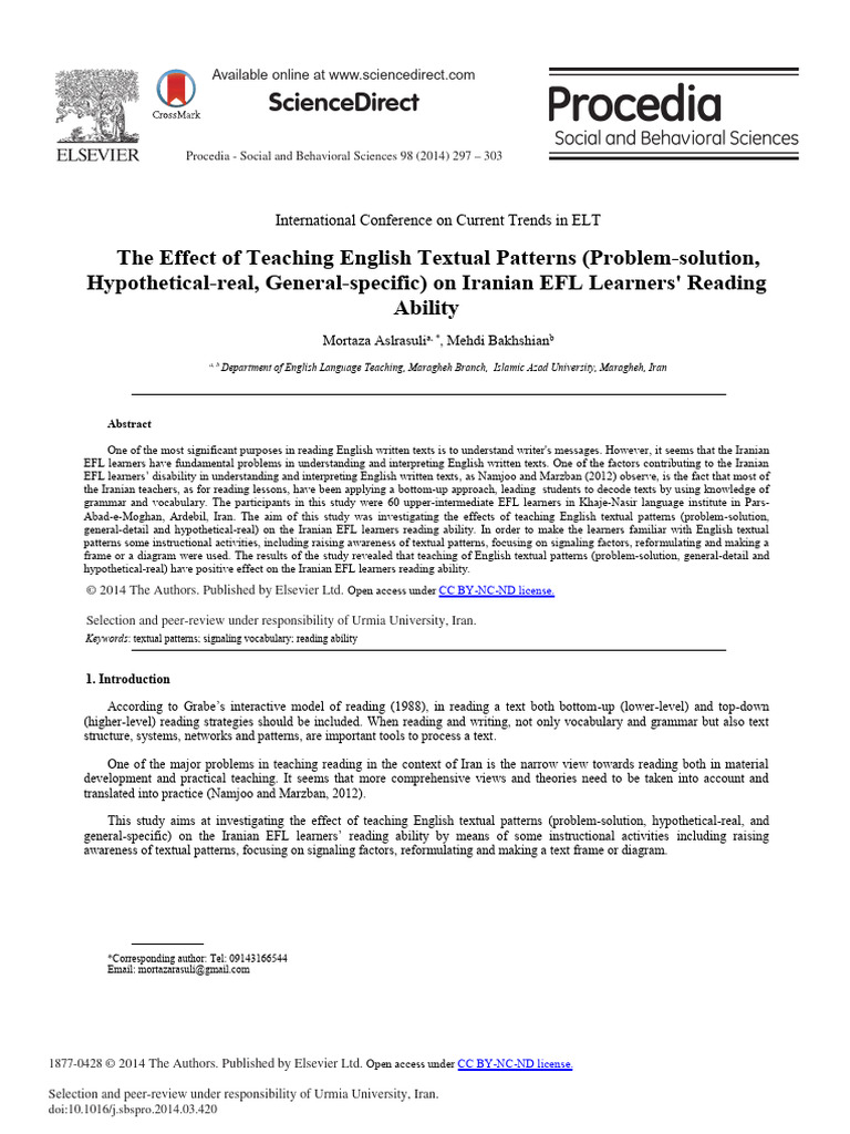 The Effect of Teaching English Textual Patterns | PDF | English As A ...