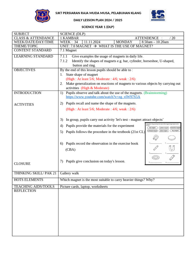 Science Lesson Plan for Year 1 | PDF