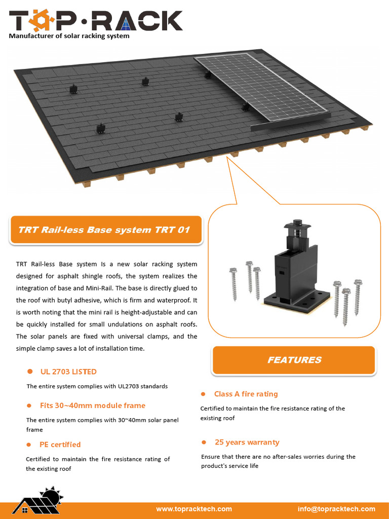 TRT Rail-Less Base System - TRT 01 122624 | PDF | Roof | Solar Panel