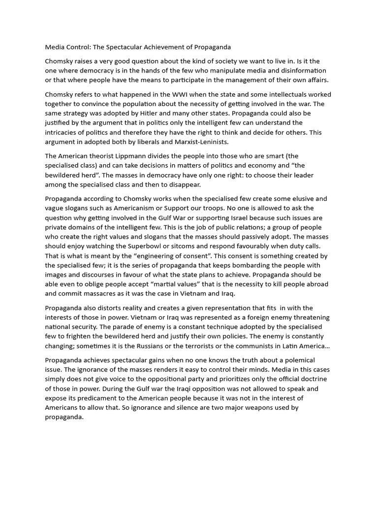 Media Control | PDF | Propaganda | Political Science