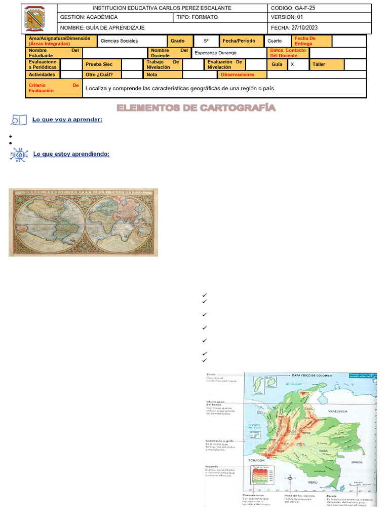 Guia Elementos de La Cartografia Quinto Grado | PDF | Mapa | Hora