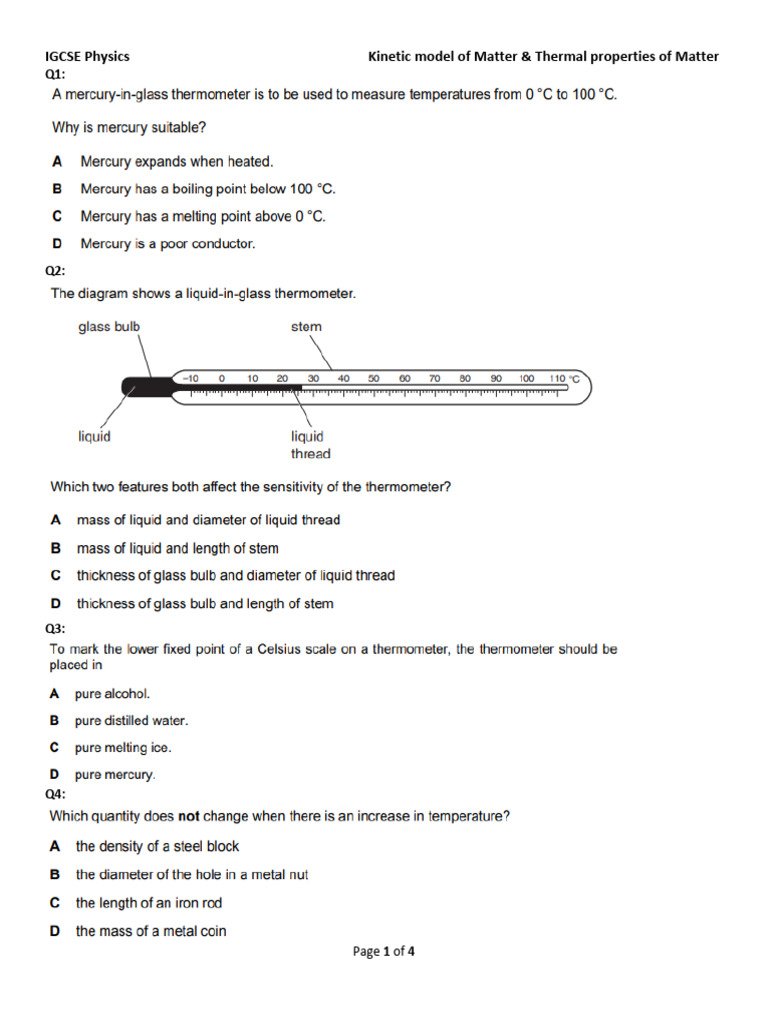 Kinetic and Thermal Properties in IGCSE Physics | PDF
