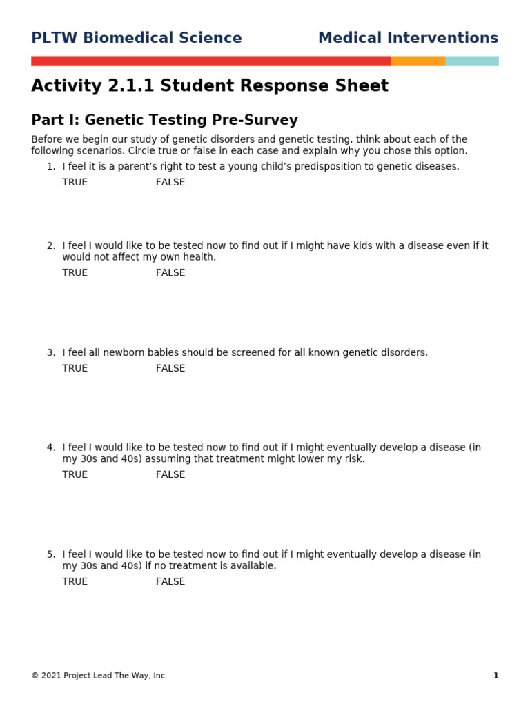 MI_211_ResponseSheet | PDF | Genetic Disorder | Clinical Medicine