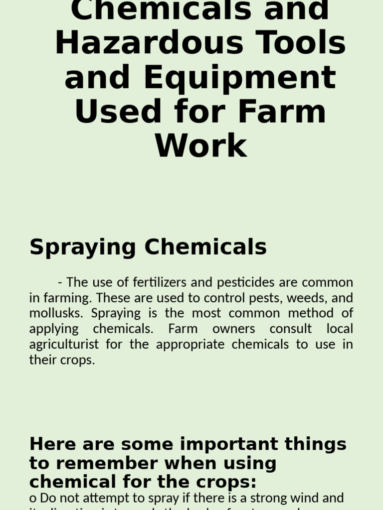Chemicals and Hazardous Tools and Equipment Used For | PDF | Personal ...