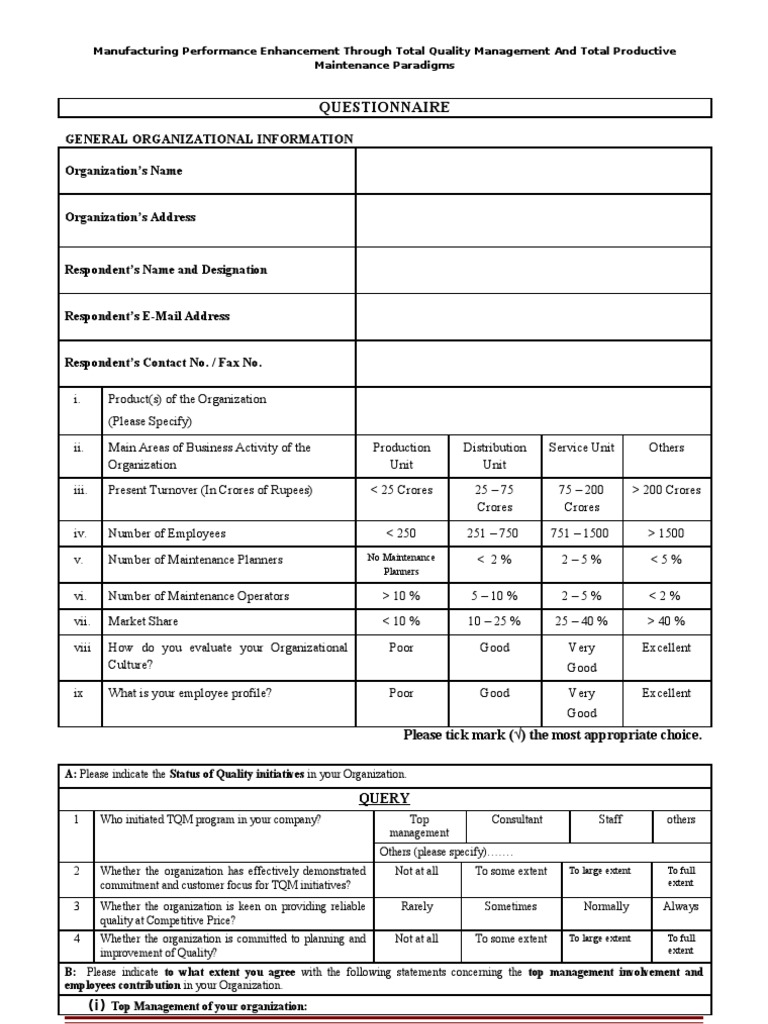 Questionnaire: General Organizational Information Organization's Name ...