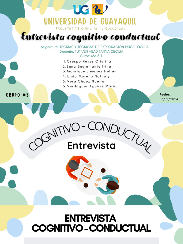 Diapositivas, Grupo 3. Entrevista Cognitiva-conductual (1) | PDF ...