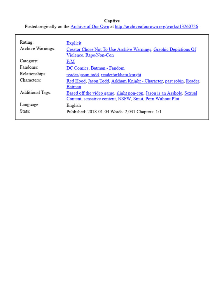 Captive | PDF | Batman