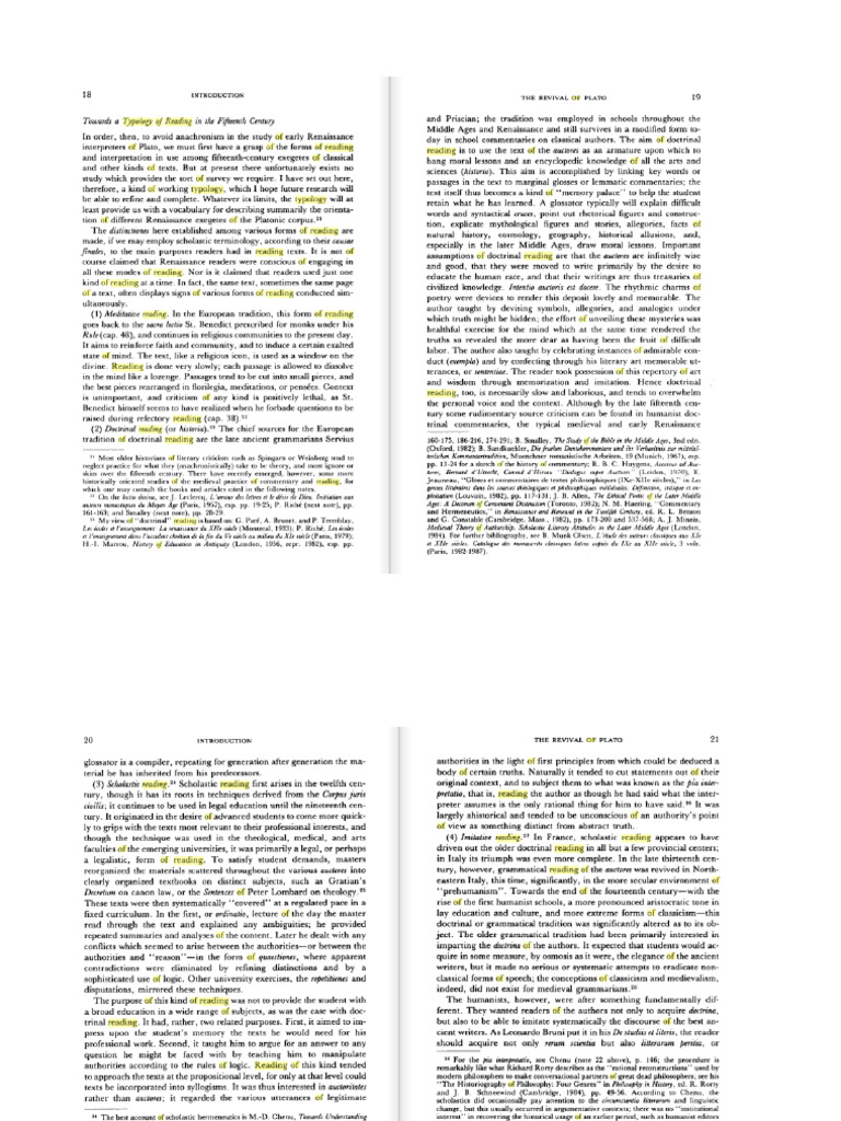 James Hankins. Typology of Reading | PDF