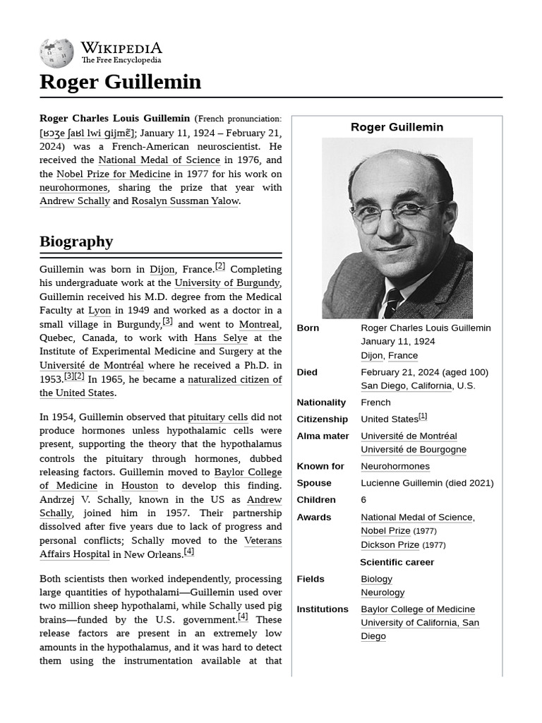 Roger_Guillemin | PDF | Endocrinology | Endocrine System