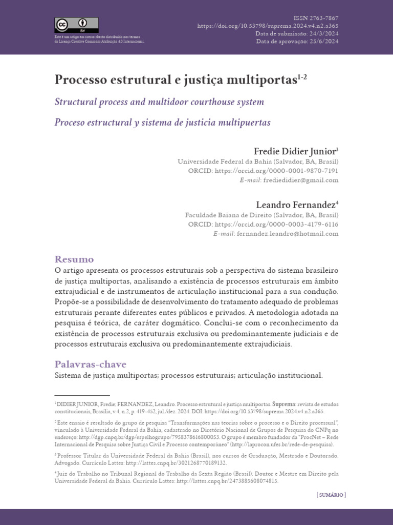Processos Estruturais na Justiça Multiportas | PDF | Estado | Lei da ...